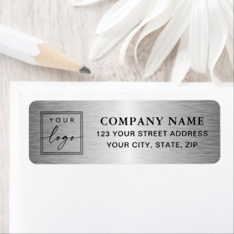 Logo silver color gradient business return address label | Zazzle