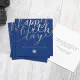 Logo Silver Script Lettering Navy Blue Birthday Card | Zazzle