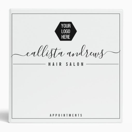 Logo Simple Black White Cursive Appointment Book 3 Ring Binder | Zazzle
