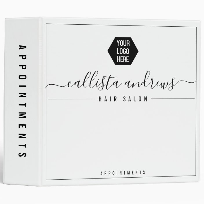 Logo Simple Black White Cursive Appointment Book 3 Ring Binder | Zazzle.com