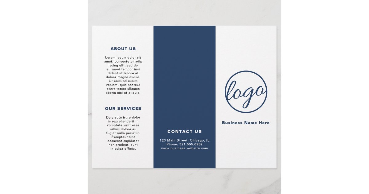 Logo Simple Navy Blue Trifold Brochure | Zazzle