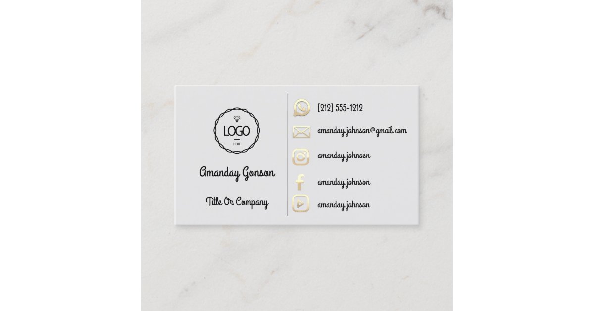 Logo Social Media Gold QR Code Gold Gray Business Card | Zazzle