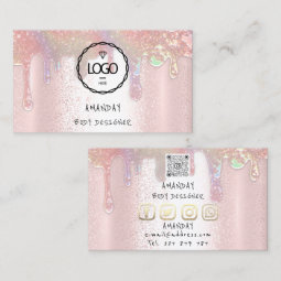 Logo Social Media Logo QR Code Rose Soap Drip Business Card | Zazzle