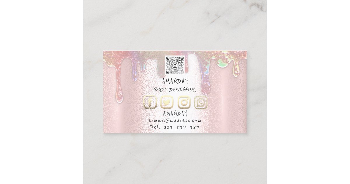 Logo Social Media Logo QR Code Rose Soap Drip Business Card | Zazzle