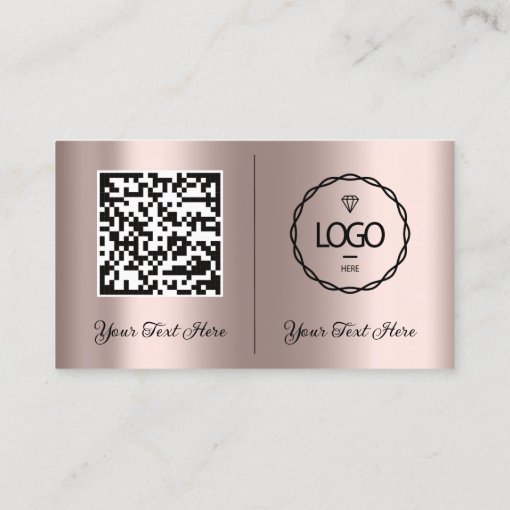 Logo Social Media QR Code Photo Custom Rose Blush Business Card | Zazzle