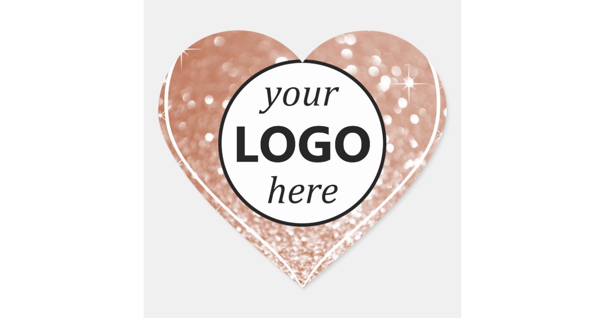 Logo Template Rose Gold Pink Glitter Sparkle Stars Heart Sticker | Zazzle