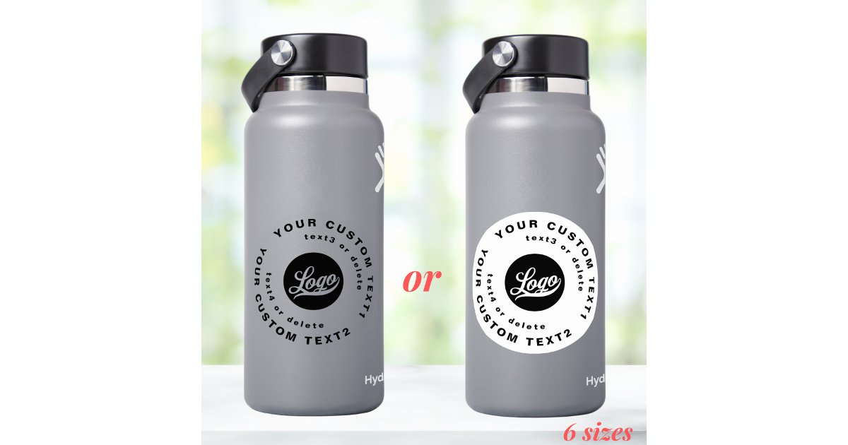 Logo & Text on Clear Vinyl Business Water Bottle S Sticker | Zazzle
