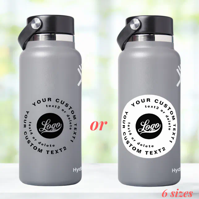 Logo & Text on Clear Vinyl Business Water Bottle S Sticker | Zazzle