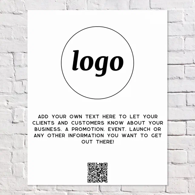 Logo Text QR Code Promotional Business Poster | Zazzle