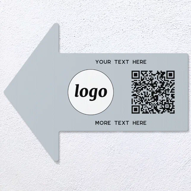 Logo Text QR Code Promotional Business Powder Blue Sign | Zazzle
