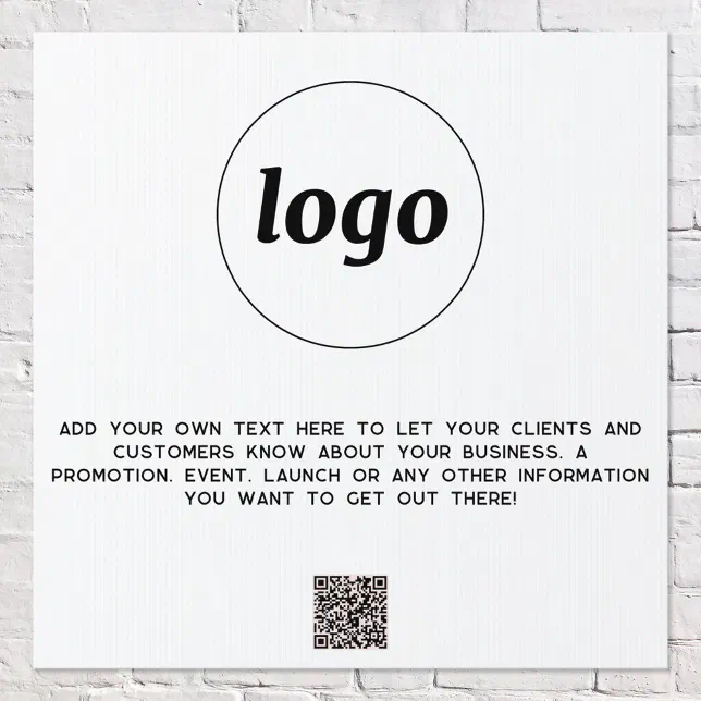 Logo Text QR Code Promotional Business Sign | Zazzle