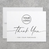 Logo white elegant script thank you card | Zazzle