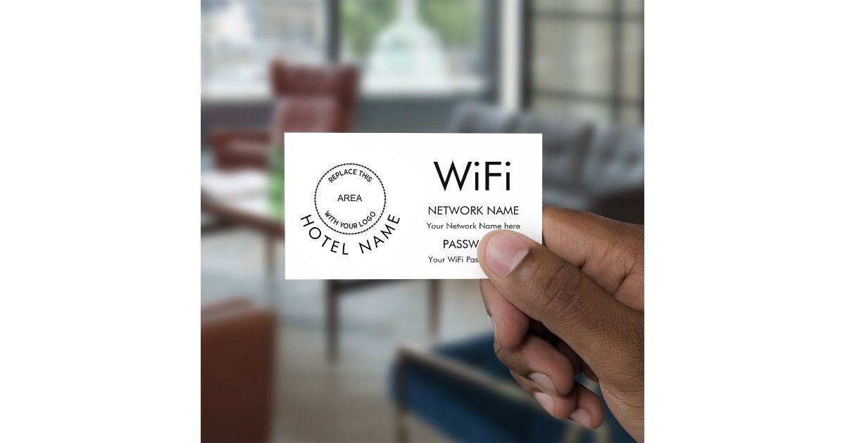 Logo WiFi Password Network Details for Hotel Enclosure Card | Zazzle