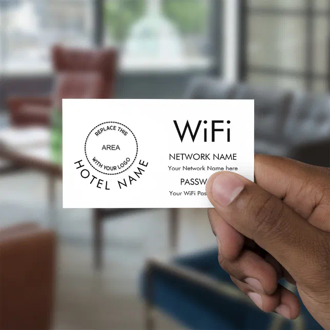Logo WiFi Password Network Details for Hotel Enclosure Card | Zazzle