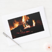 Logs in the Fireplace Warm Fire Photography Rectangular Sticker | Zazzle