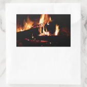 Logs in the Fireplace Warm Fire Photography Rectangular Sticker | Zazzle