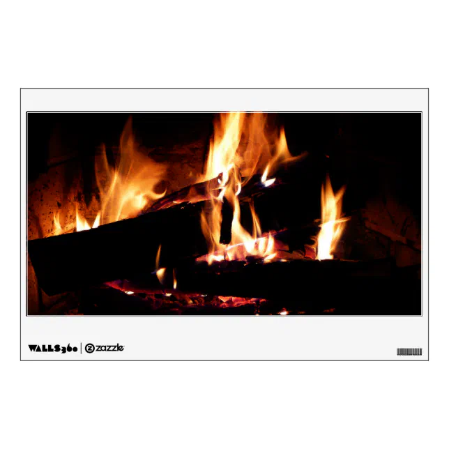 Logs in the Fireplace Warm Fire Photography Wall Decal | Zazzle