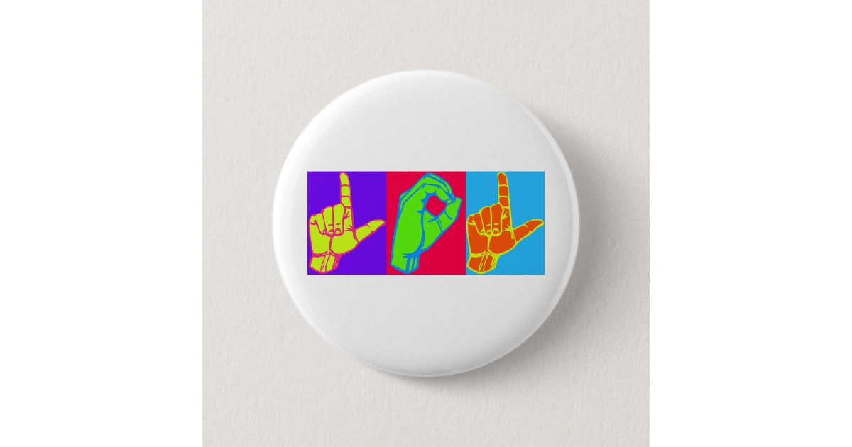 LOL ASL Sign Language Design Button | Zazzle