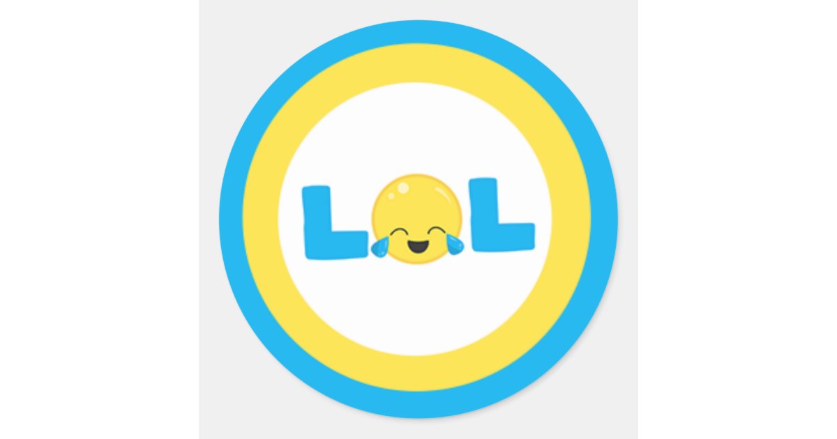 LOL Laugh Out Loud Emoji Blue Yellow Classic Round Sticker | Zazzle