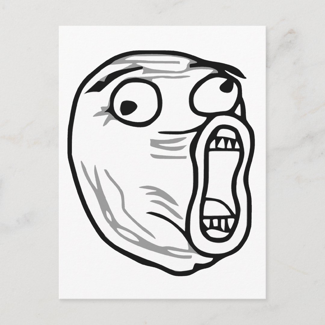 LOL Laugh Out Loud Rage Face Meme Postcard | Zazzle