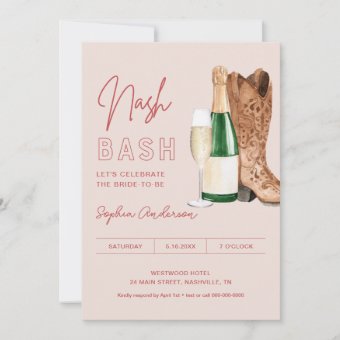 LOLA Nash Bash Bachelorette Party Invitation | Zazzle