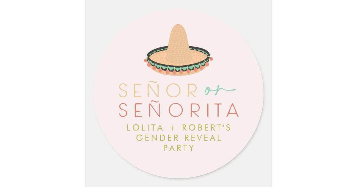 LOLITA Señor or Señorita Fiesta Gender Reveal Baby Classic Round ...