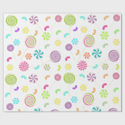Lollipop Candy Pattern Wrapping Paper | Zazzle