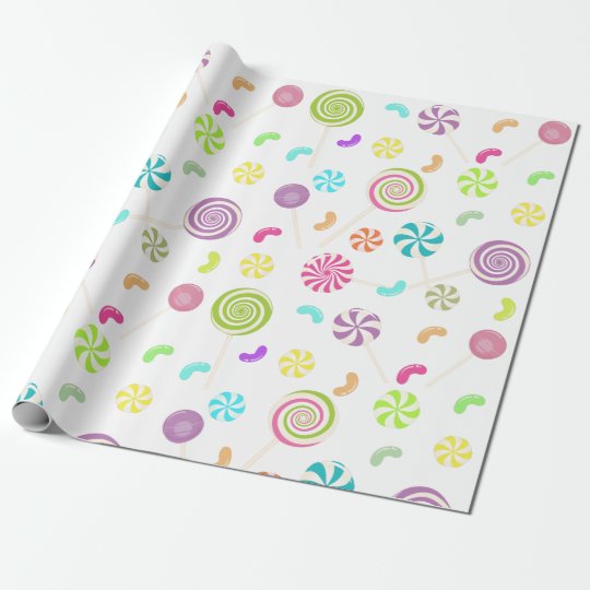 Lollipop Candy Pattern Wrapping Paper | Zazzle.com
