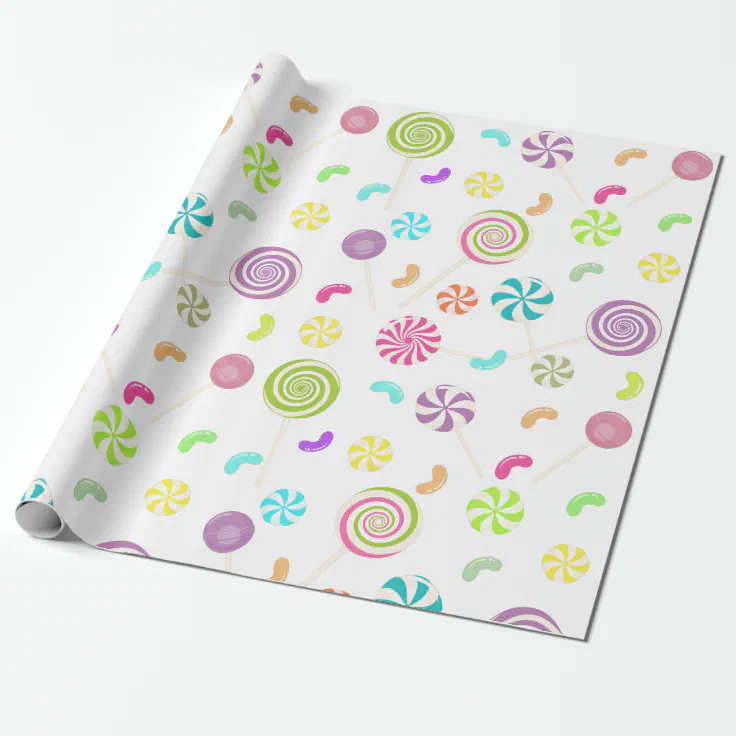 Lollipop Candy Pattern Wrapping Paper | Zazzle
