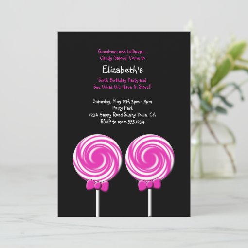Lollipop Invitation or Thank You Card | Zazzle