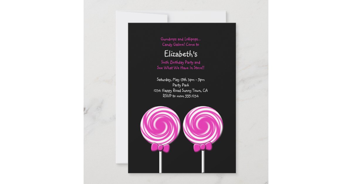 Lollipop Invitation or Thank You Card | Zazzle