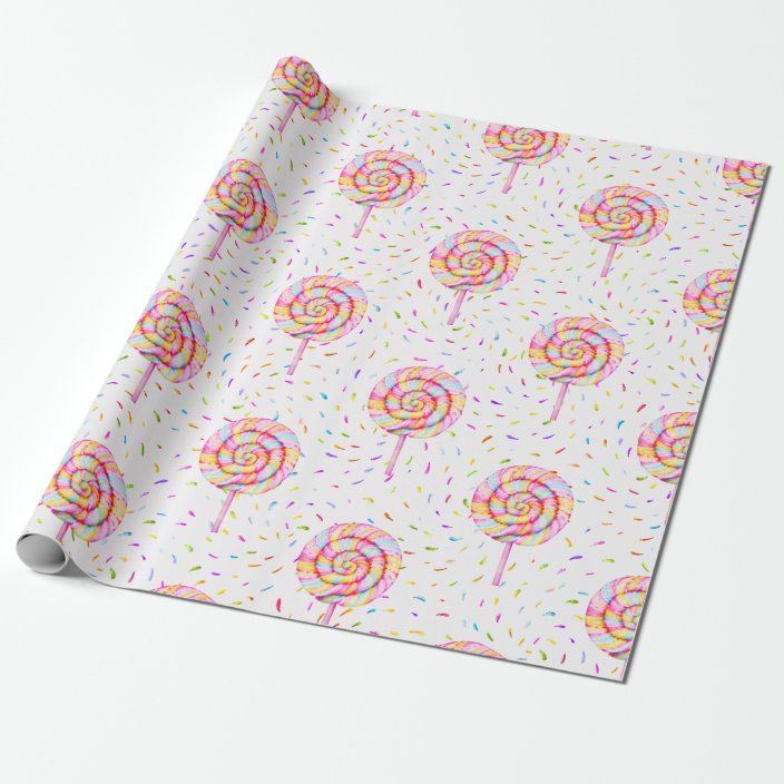 Lollipop Sweet Candy Caramel Drops Pattern Wrapping Paper | Zazzle.com