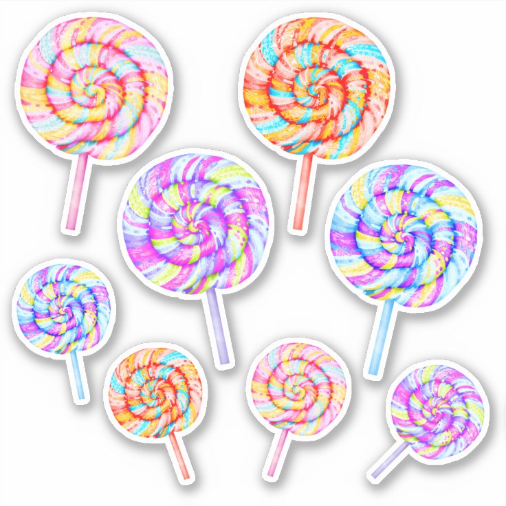 Lollipop Sweet Candy Caramel Illustration Sticker | Zazzle