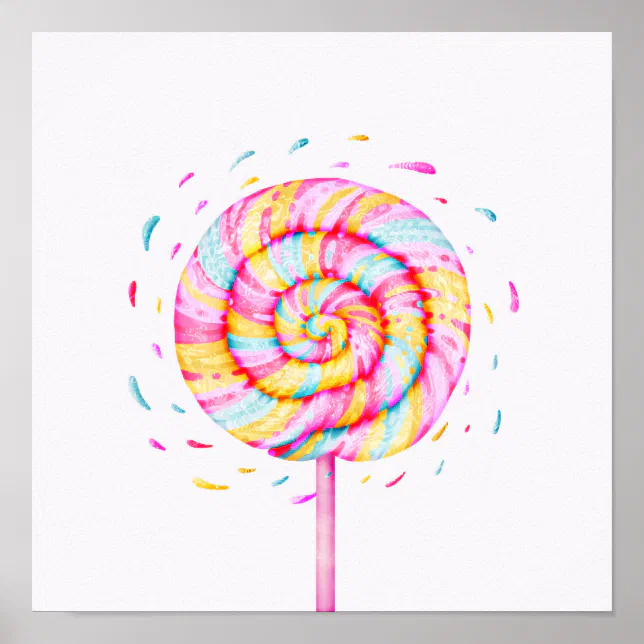 Lollipop Sweet Candy Illustration Poster | Zazzle