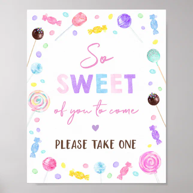Lollipop Sweet Shop Birthday Treat Sign | Zazzle