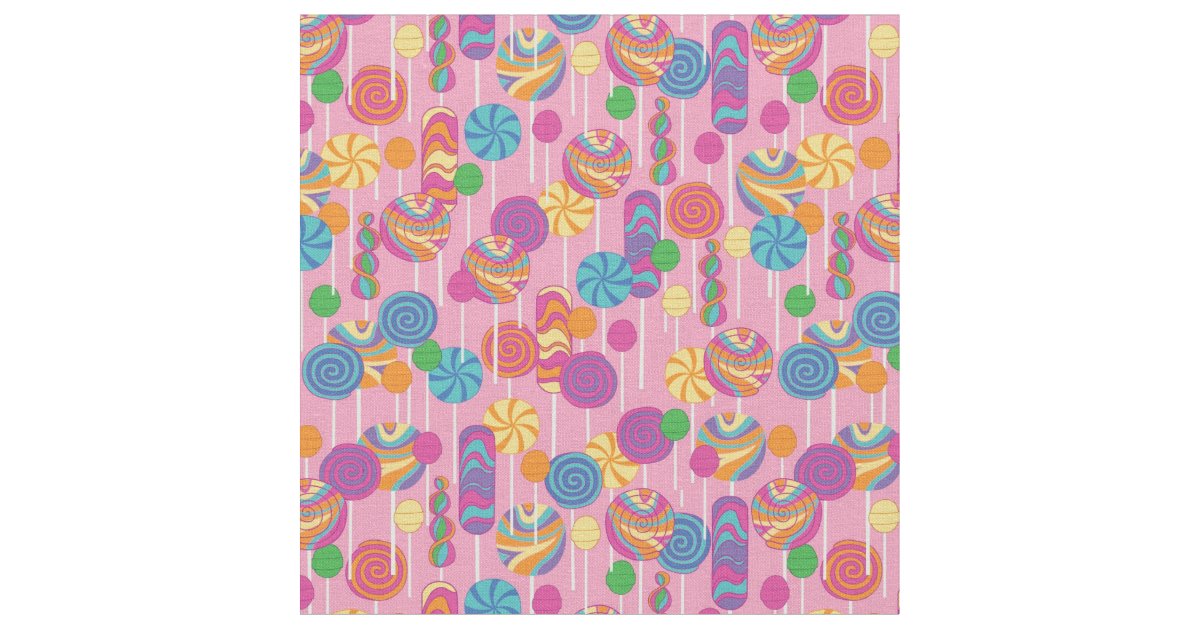 Lollipops Candy Pattern Fabric | Zazzle
