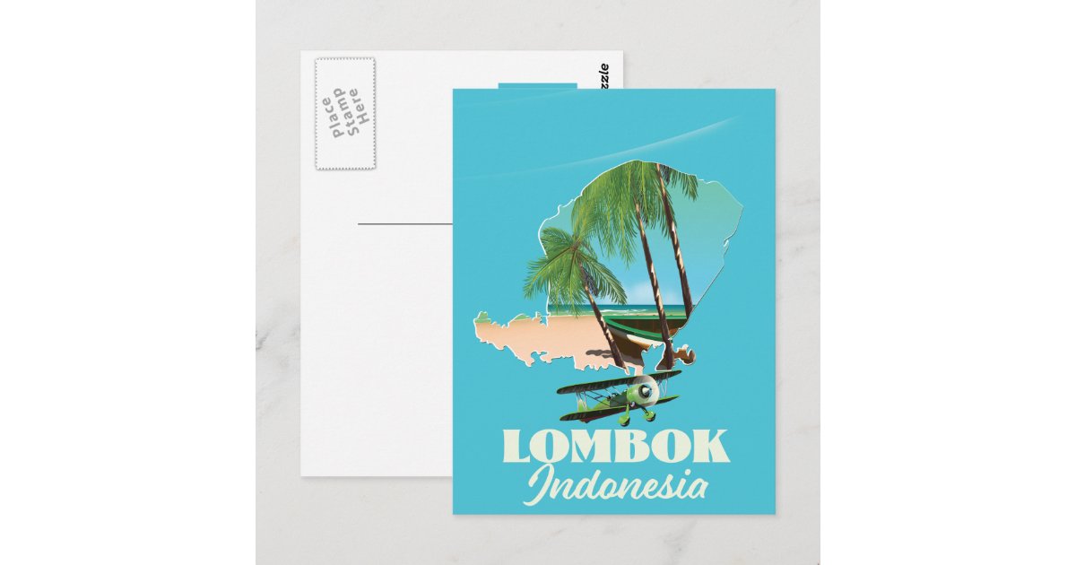 Lombok Indonesia map Postcard | Zazzle