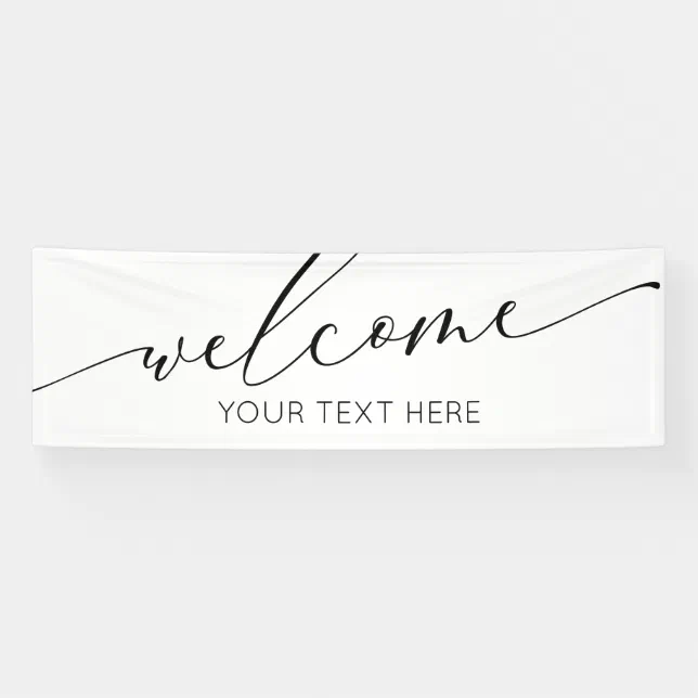 Lona WELCOME black and white Sign banner backdrop | Zazzle