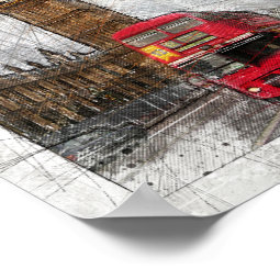 London big ben and red bus poster | Zazzle