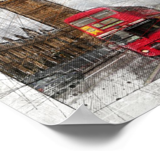 London big ben and red bus poster | Zazzle