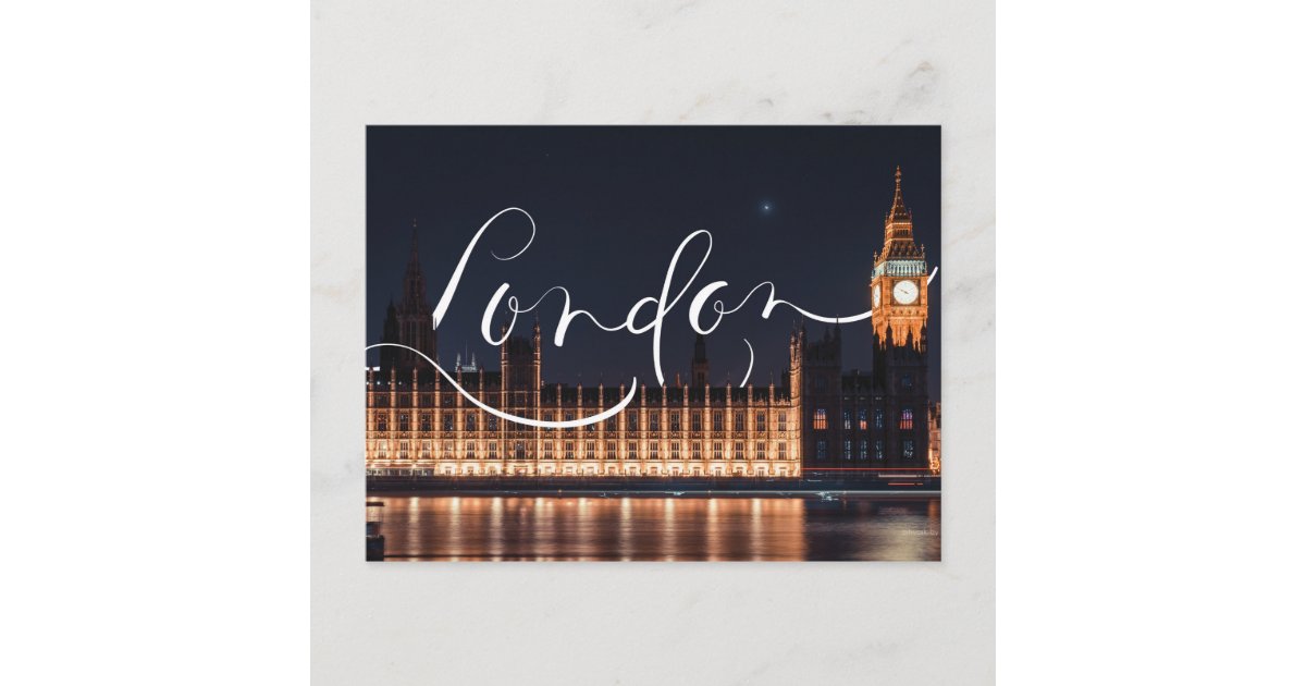 London / Big Ben Calligraphy Postcard | Zazzle