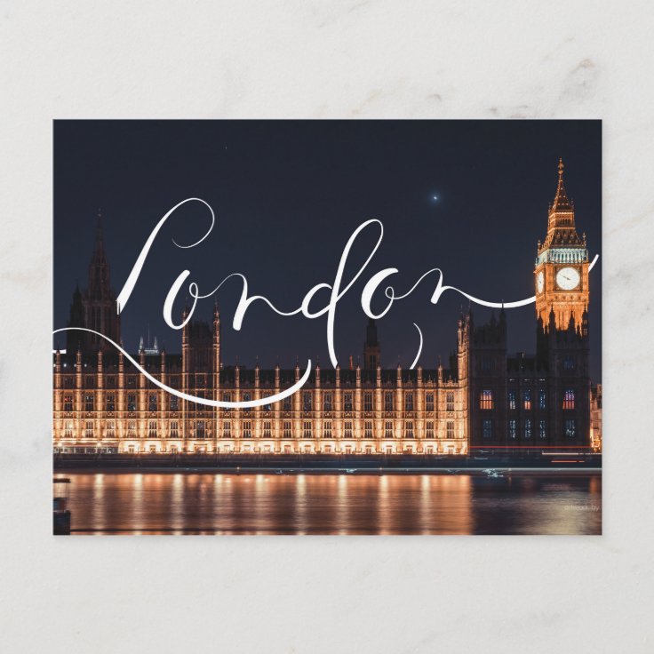 London / Big Ben Calligraphy Postcard | Zazzle