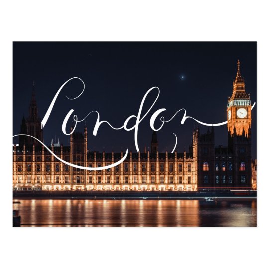 London / Big Ben Calligraphy Postcard | Zazzle.com