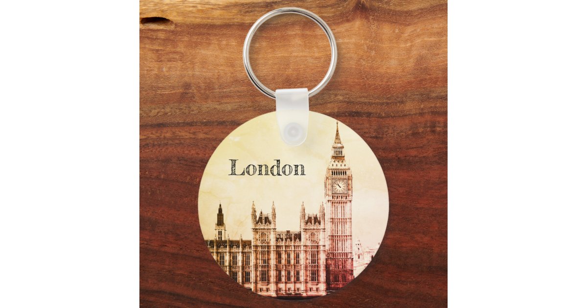 London & Big Ben Clock, Westminster / vintage UK Keychain | Zazzle