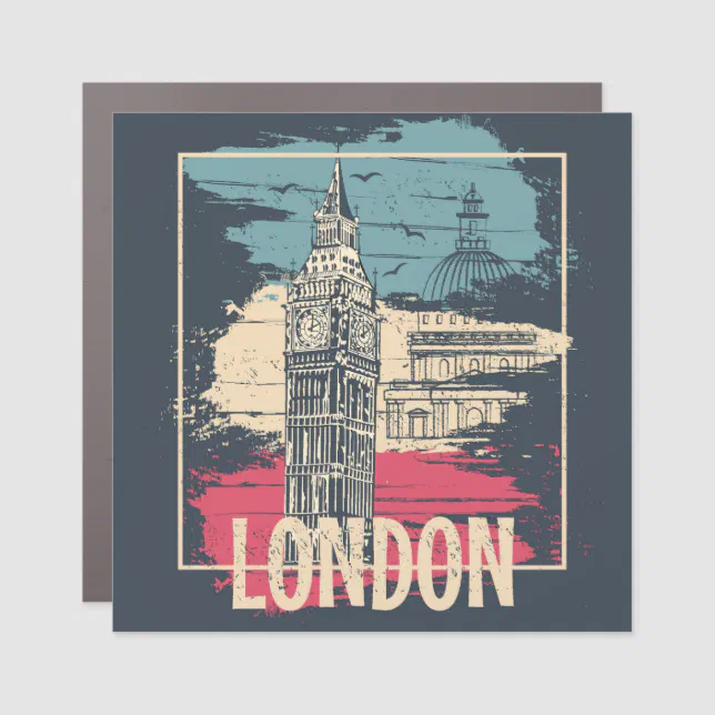 London Big Ben: Typography Poster Car Magnet | Zazzle