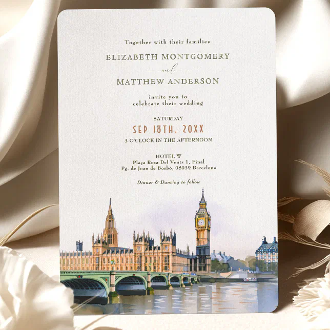 London Big Ben Westminster Bridge Wedding Invitation | Zazzle