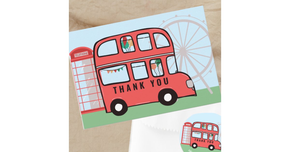 London British Bus Birthday Thank You Card | Zazzle