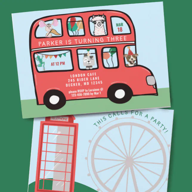 London Calling British Bus Birthday Invitation | Zazzle