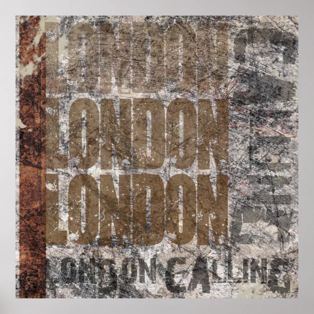 London Calling Graphic Grunge Art Design Poster | Zazzle