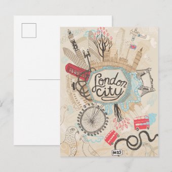 London City Doodle Art Postcard | Zazzle